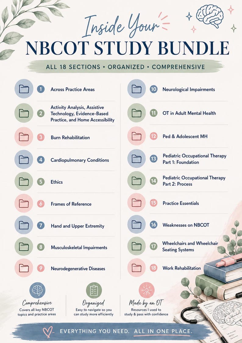 Ultimate NBCOT Study Bundle | OT Notes, Review Guides, Pediatrics ...