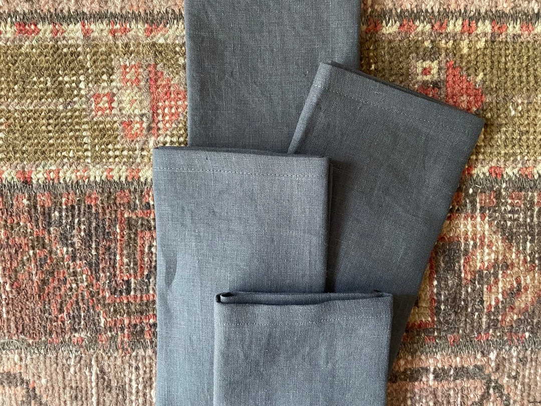 100% Linen Cloth Napkins in Dark Gray Linen, Blue Gray Cloth Napkin for ...