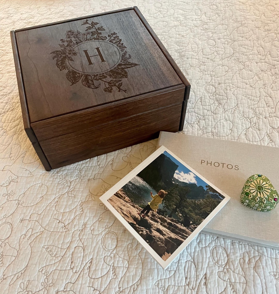Hinged Top Walnut Wooden Keepsake Box, Sentimental Gifts, Wood ...