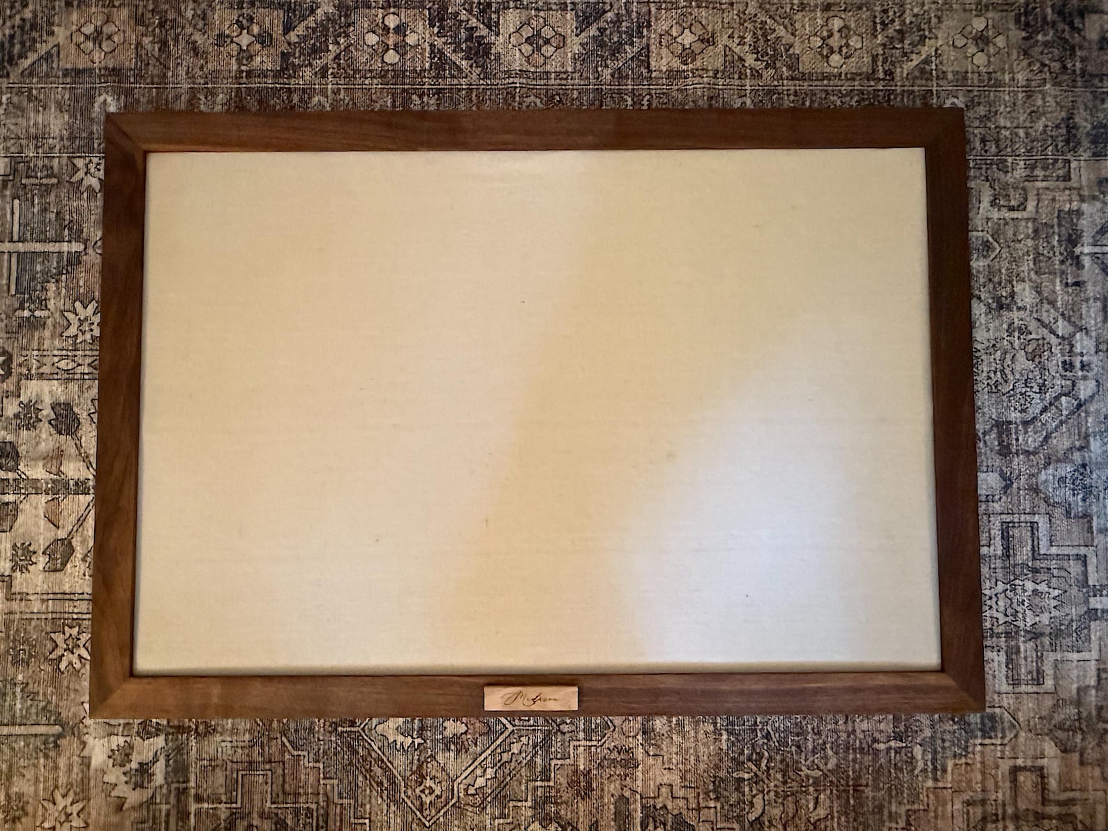 Personalized Linen Memo Board: Walnut or White Oak Frame, Push Pin ...