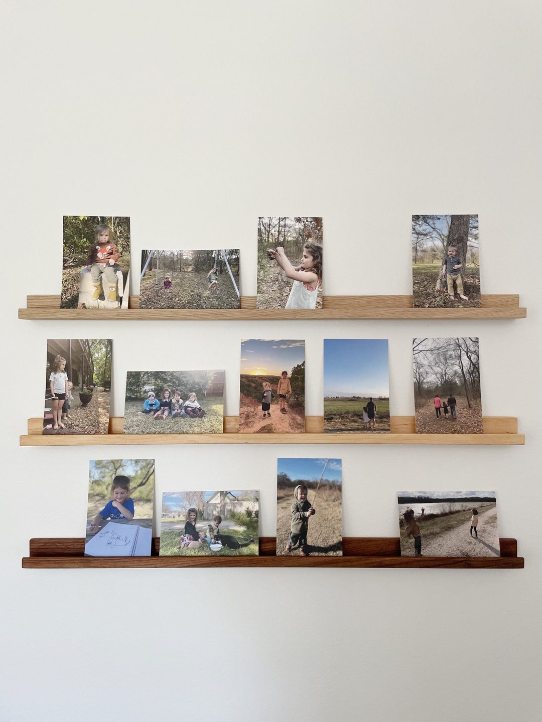 Photo Ledge Rail Shelf for Prints and Vinyl, Wooden Photo Shelf for ...