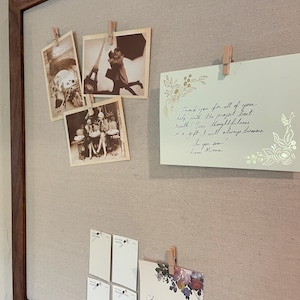 Personalized Linen Memo Board: Walnut or White Oak Frame, Push Pin ...