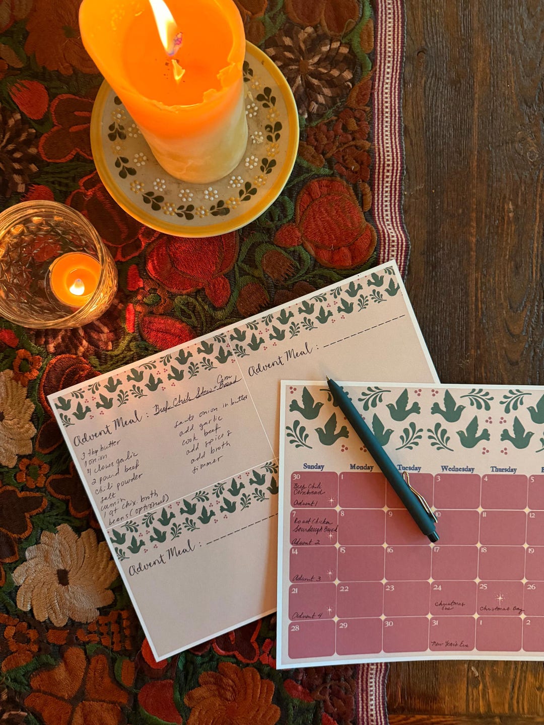 Liturgical Advent Planning Set • Printable Calendar & Meal Cards ...