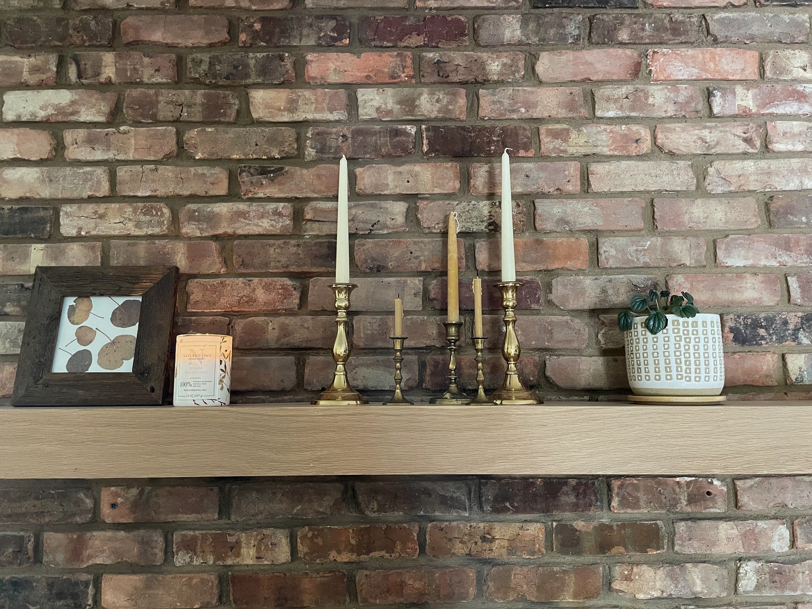 White Oak Fireplace Mantel With Bracket, Wood Floating Mantel for ...