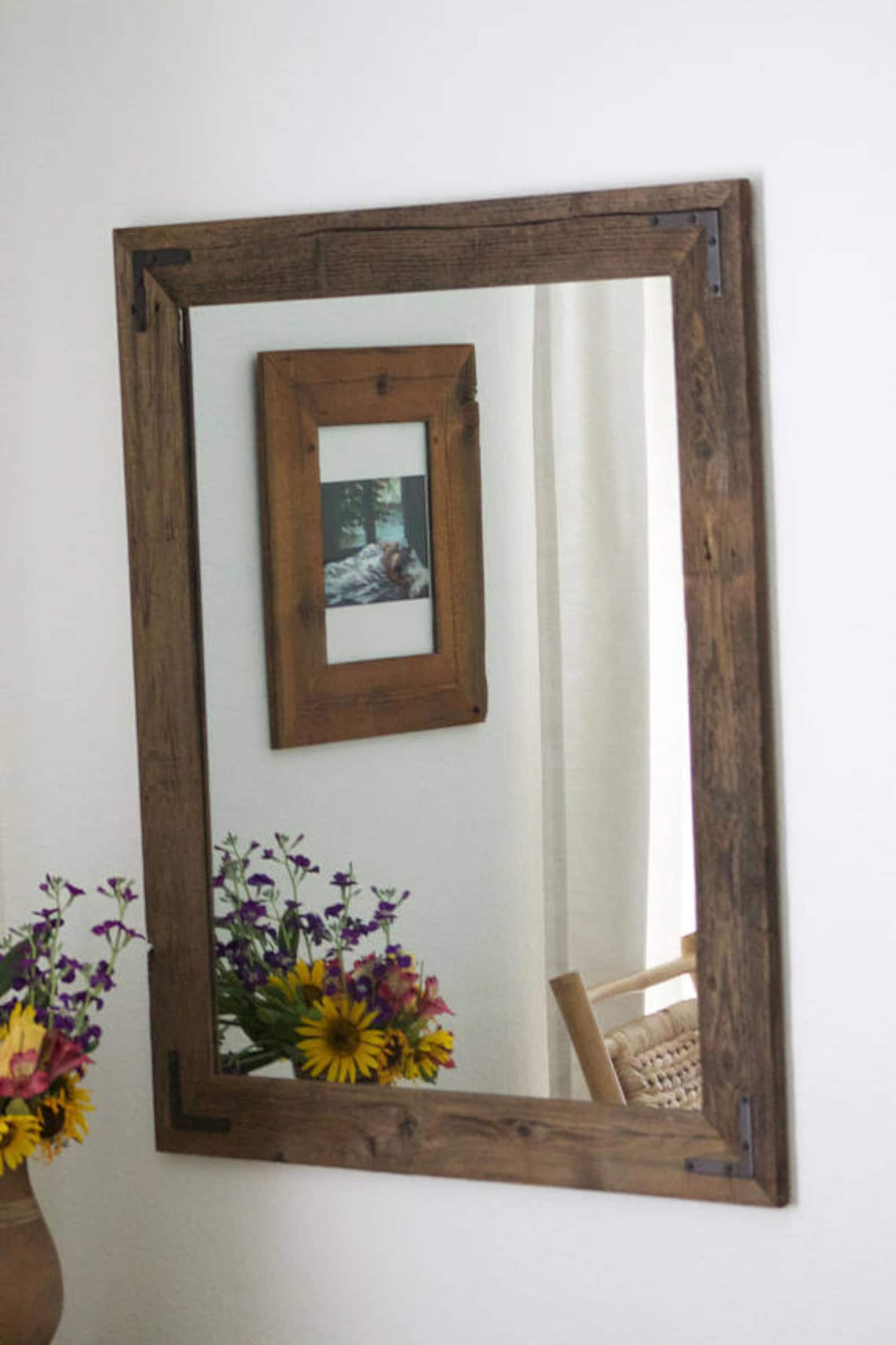 Wood Mirror Rustic Wall Mirror Large Wall Mirror Vanity | Etsy