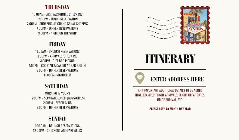Bachelorette Website Template, Editable Bach Trip Itinerary, Canva ...