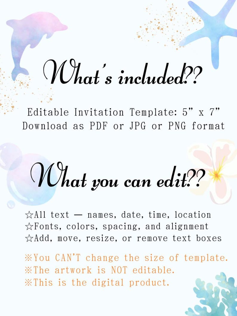 Mermaid 7th Birthday Invitation Template | Under the Sea Party ...