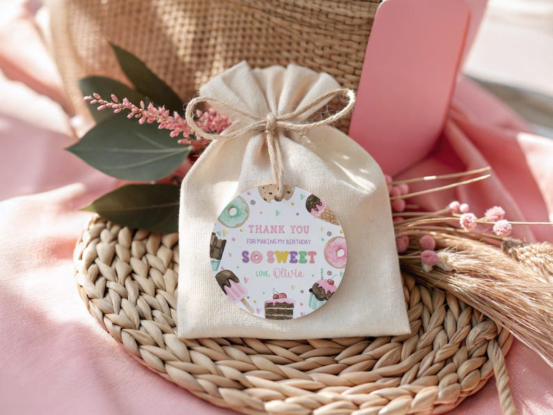 Personalized Sweet Thank You Tags, Candy Party Favors, Sweet Birthday ...