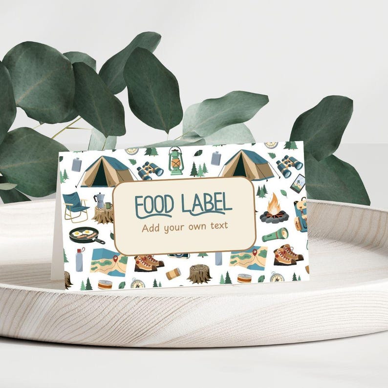 One Happy Camper Editable Food Label, 1st Birthday Place Card, First ...