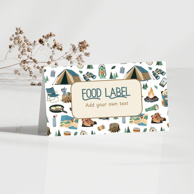 One Happy Camper Editable Food Label, 1st Birthday Place Card, First ...