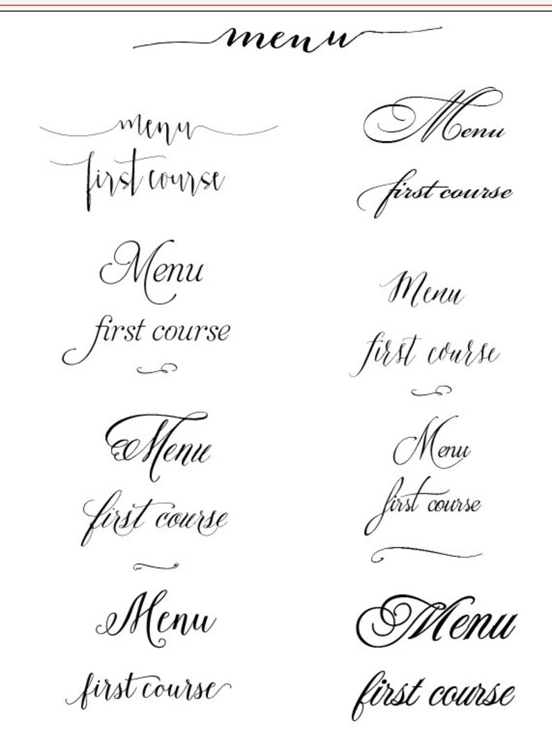 Wedding Reception Table Menu Menus Size Cards 4 X 9 - Etsy