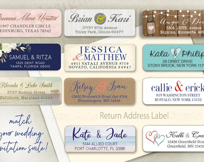 120 Wedding Matching Design Return Address Labels for Save the Date ...