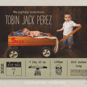 Rustic Baby Card Baby Birth Photo Birthday Announcements Party - Etsy