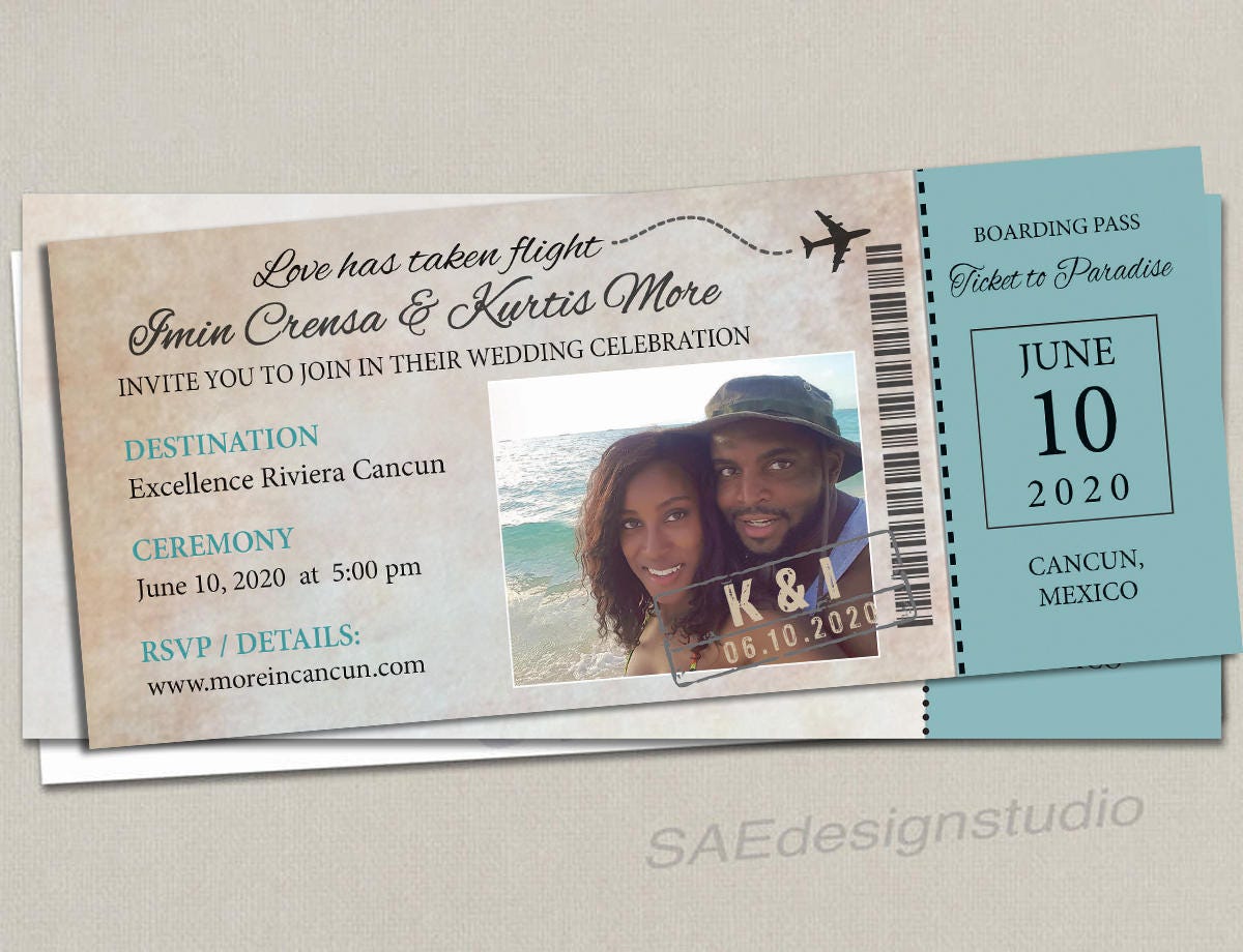 Boarding Pass Ticket Wedding Save the Date Wedding Reception | Etsy