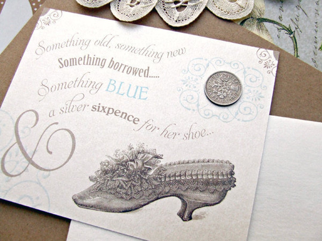 Wedding Sixpence Coin Gift Bride Something Old New Borrowed Blue a Lucky Silver Sixpence Tucked ...