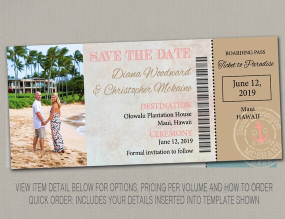 Boarding Pass Ticket Passport Wedding Save the Date Reception | Etsy