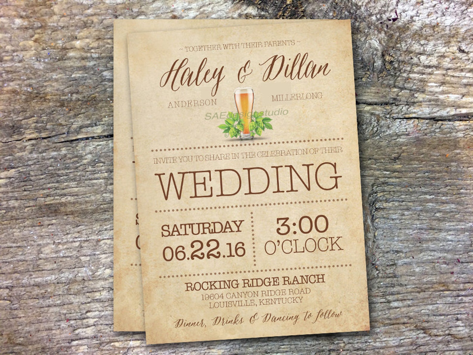 Brewery Beer Winery Rustic Wedding Invitations Invite Country | Etsy