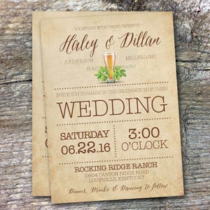 Brewery Beer Winery Rustic Wedding Invitations Invite Country Rustic ...