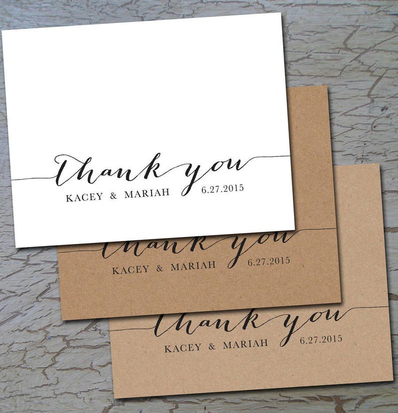 100 Flat Kraft Wedding Thank You Script Cards Postcards Cards - Etsy
