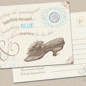 Wedding Sixpence Coin Gift Bride Something Old New Borrowed Blue a Lucky Silver Sixpence Tucked ...