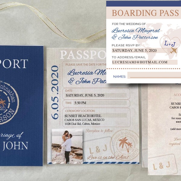 Passport Style Wedding Invitations - Etsy
