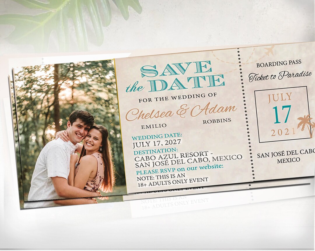 Boarding Pass Ticket Passport Wedding Save the Date Wedding Reception ...