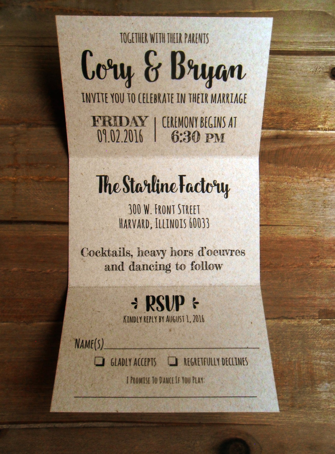 40 Wedding Rustic Invitations Invites RSVP Postcard 3.5 X 5.5 Folded ...