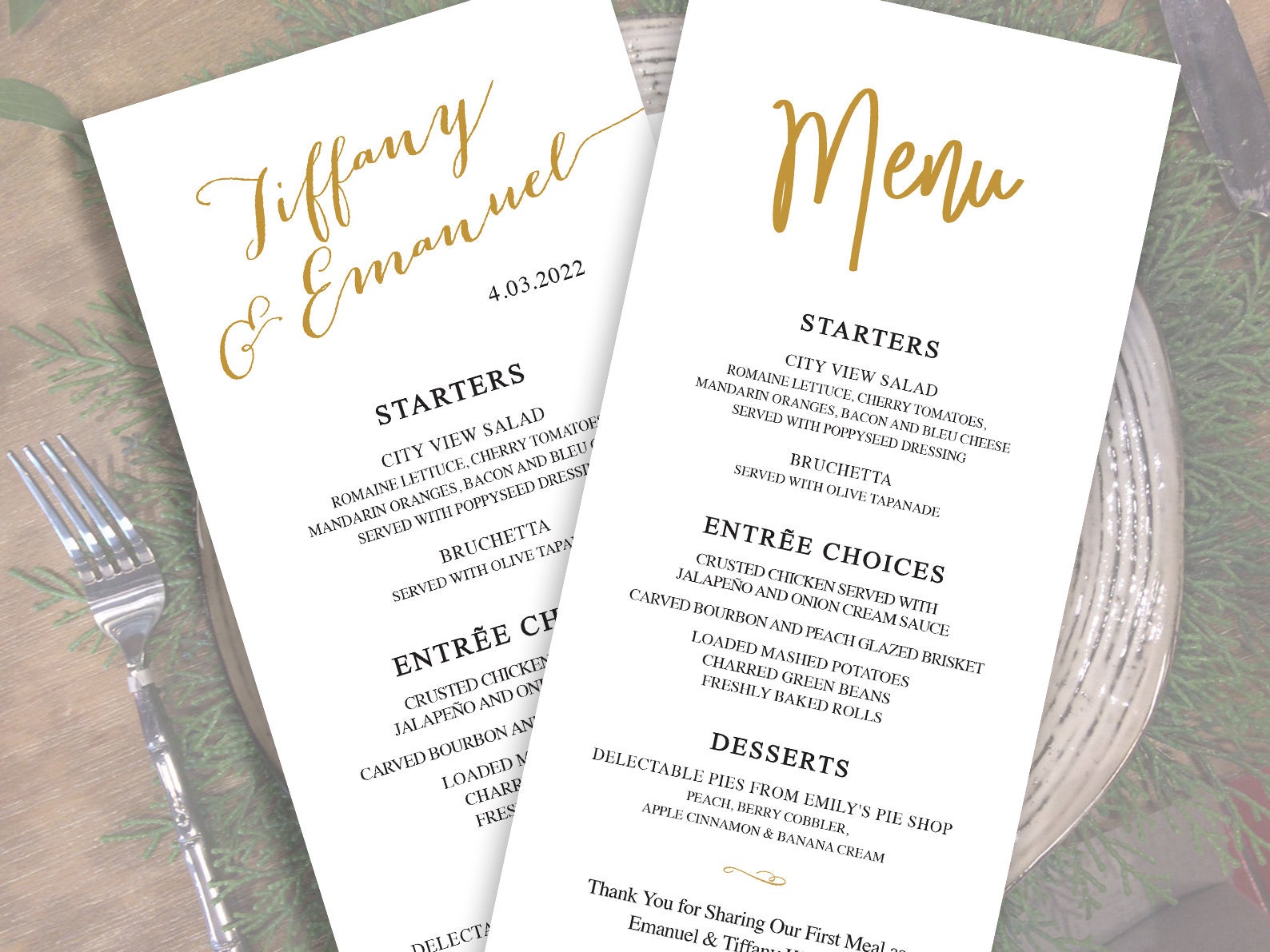Wedding Reception Table Menu Menus Size Cards 4 X 9 - Etsy