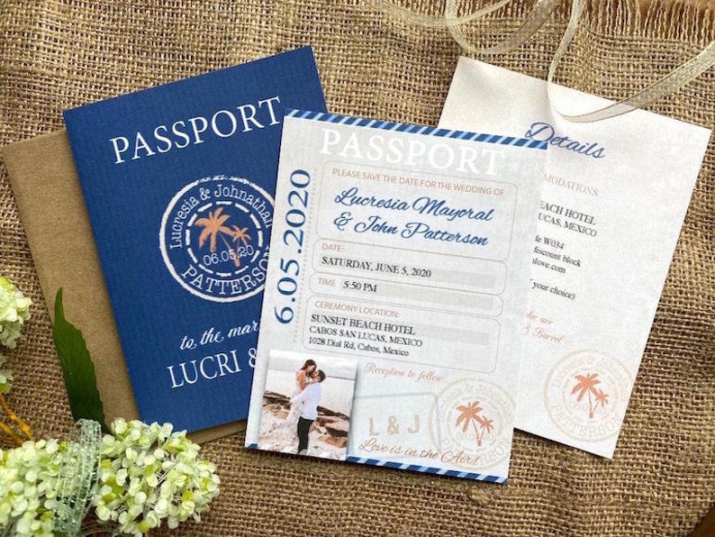Passport Wedding Invitations Passport Boarding Pass Style Rose - Etsy
