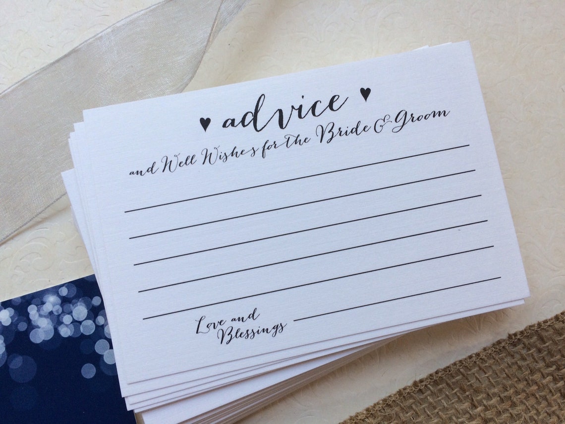 50 Wedding Advice Cards for the Bride and Groom Newlyweds | Etsy
