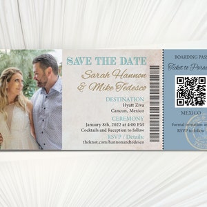 Boarding Pass Ticket Passport Wedding Save the Date Elope Invitation ...