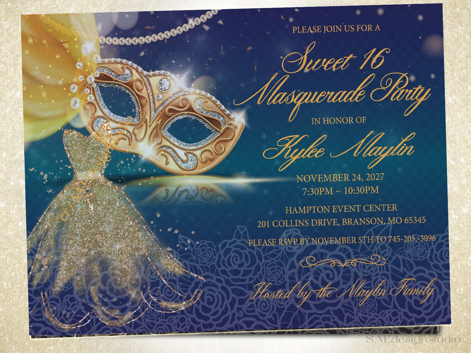 Masquerade Sweet 16 Invitations