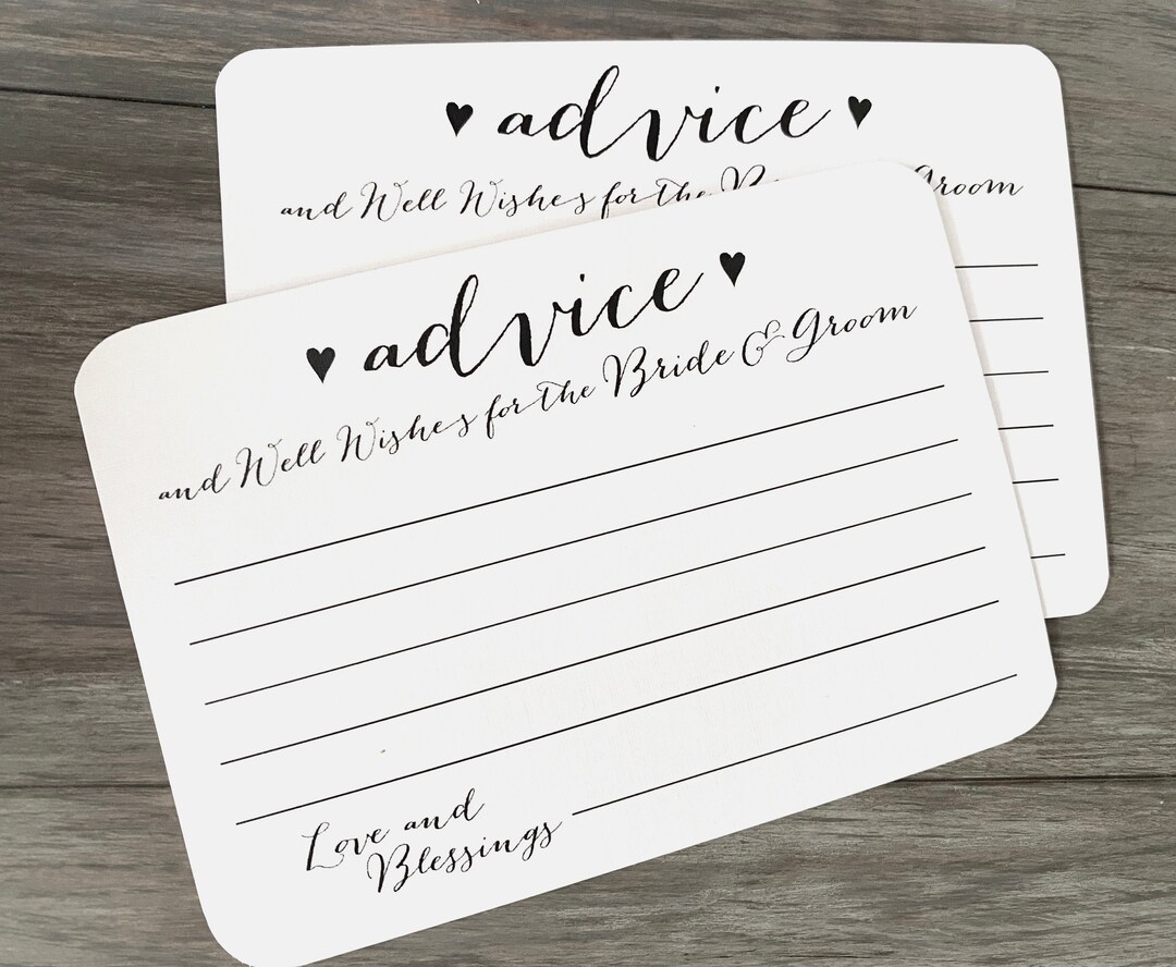 50 Wedding Advice Cards for Bride Groom Mr Mrs Newlyweds Printed Cards ...