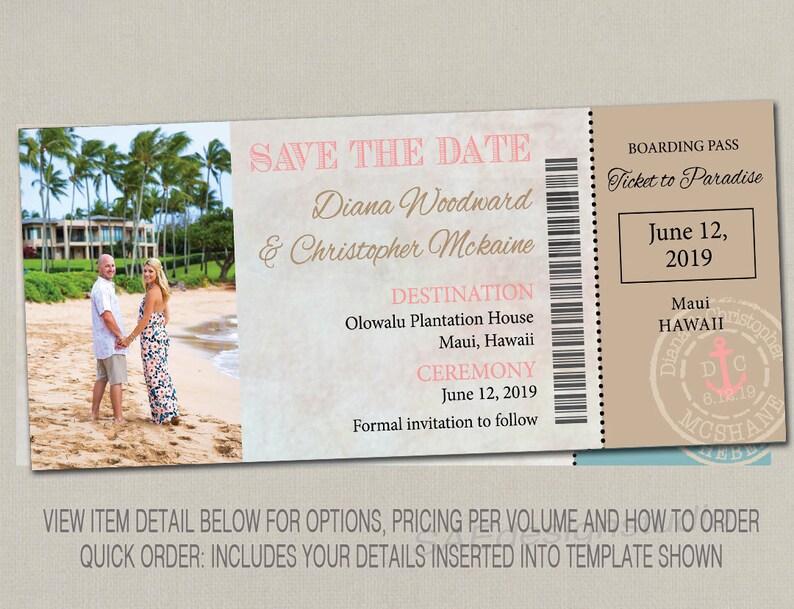 Boarding Pass Ticket Passport Wedding Save the Date Wedding | Etsy