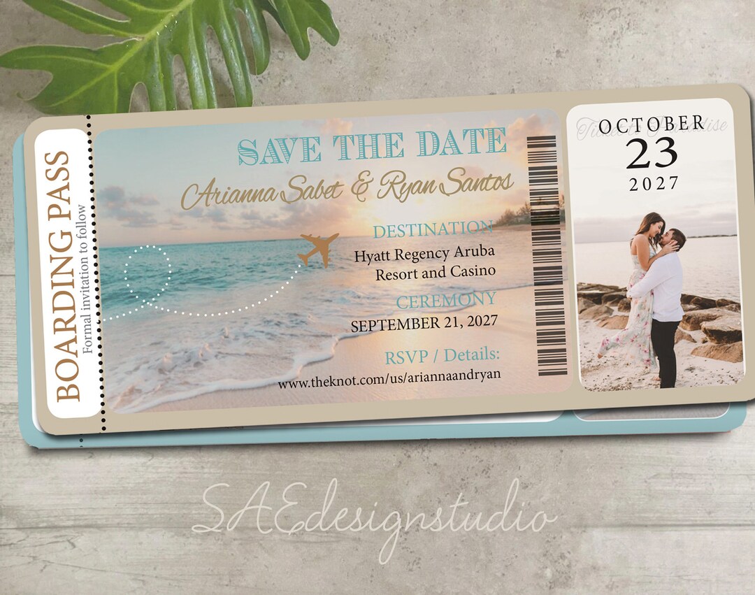 Boarding Pass Ticket Passport Wedding Save the Date Wedding Reception ...