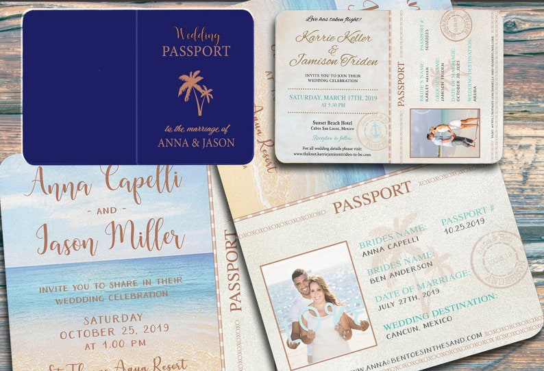 Passport Wedding Invitations Only Passport Boarding Pass Style Rose ...