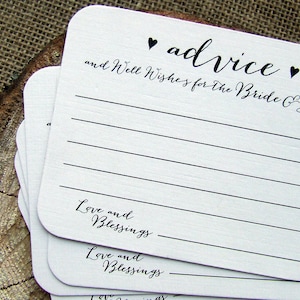 50 Wedding Advice Cards for Bride Groom Mr Mrs Newlyweds Printed Cards ...