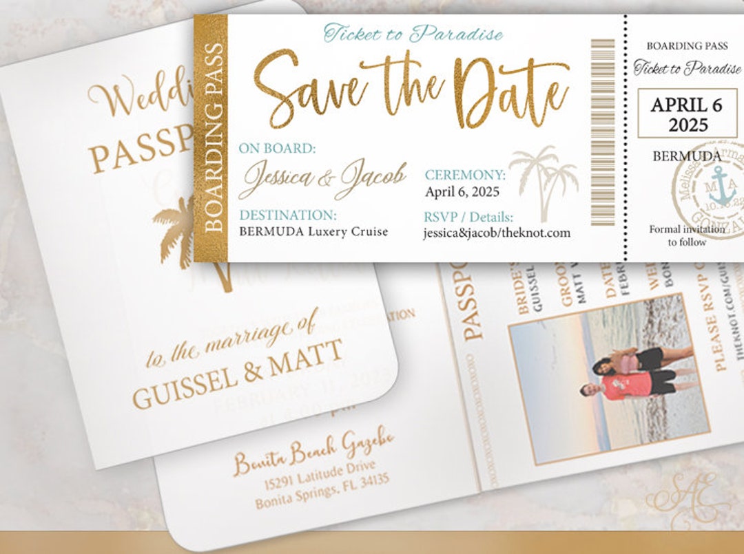 Passport Wedding Destination Travel Boarding Pass Any Color Invitations ...