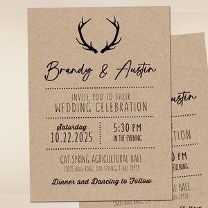 Rustic Brown Kraft Wedding Invitations Itemized Wedding Printable ...