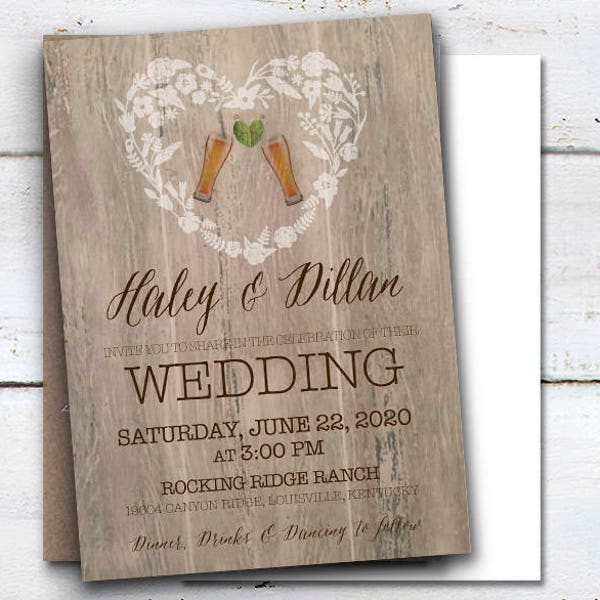 Free Beer Wedding Invitations - Etsy