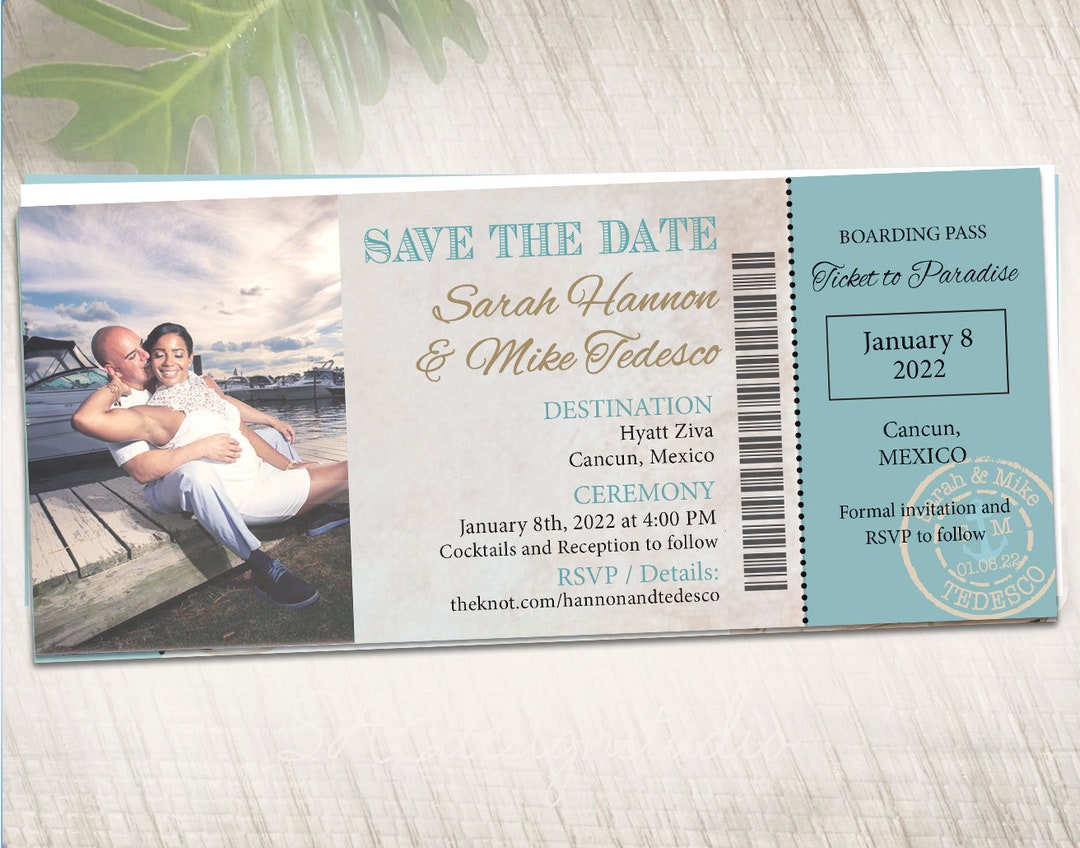 Boarding Pass Ticket Passport Wedding Save the Date Wedding Reception ...