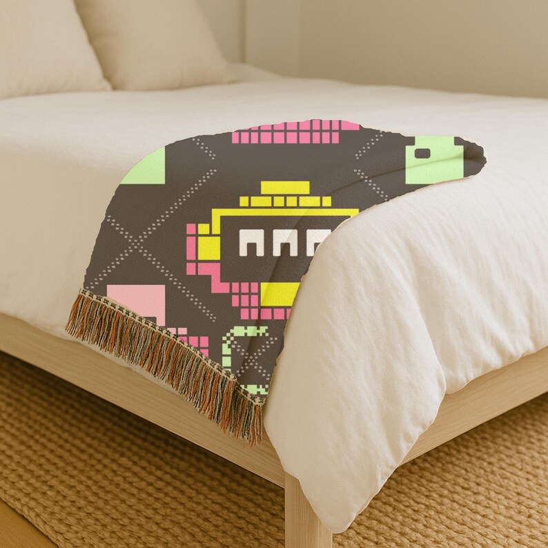 Pixel Robot Arcade Blanket | 1980s Game Character Throw Décor - Etsy