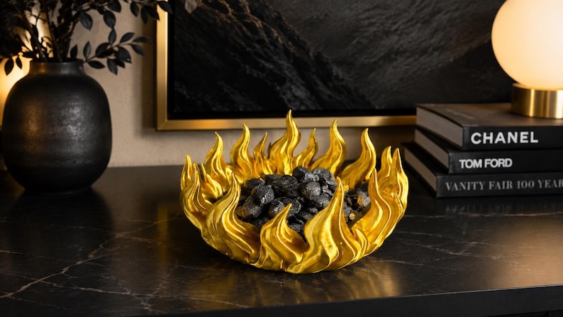 Flame Catchall Tray, Fire Ring Desk Organizer, 3D Printed Coin Dish ...