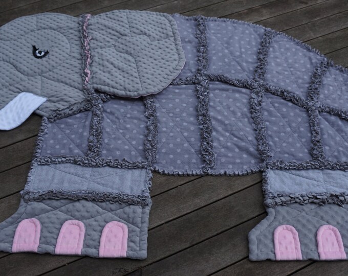 ELEPHANT RAG QUILT, Keepsake Quilt,animal Rag Quilt,childrens Rag Quilt ...