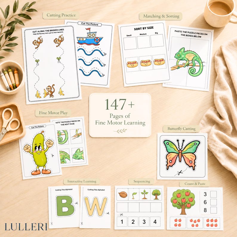 Preschool Cutting & Scissor Skills Bundle | Cut and Paste Fine Motor ...