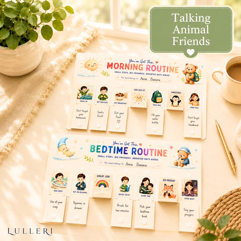 Editable Kids Routine Chart System for Ages 2–7, Morning Afternoon ...