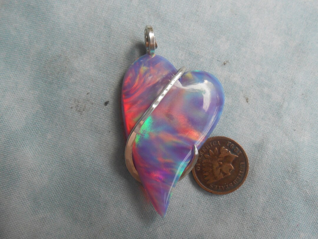 Purple Rainbow Aurora Opal Silver Pendant - Etsy