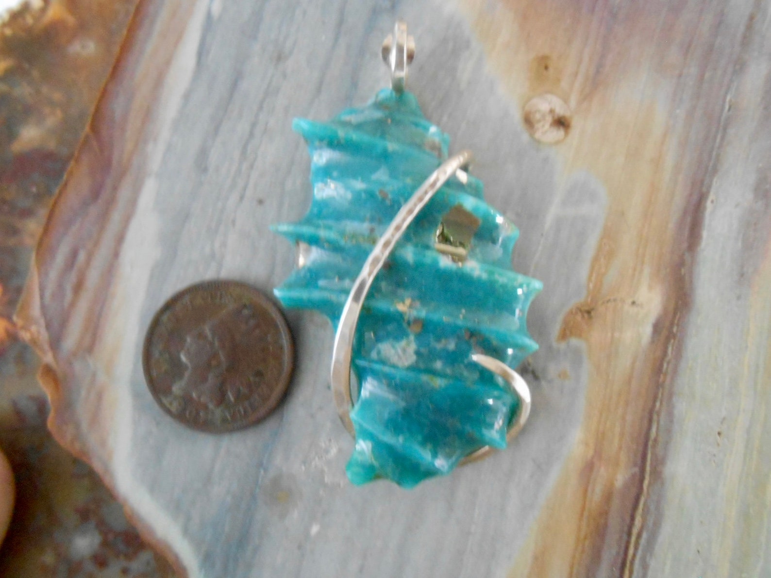 Campitos Turquoise Silver Wrapped Pendant - Etsy