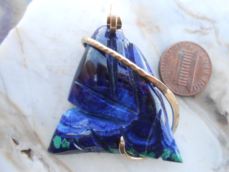 BEAUTIFUL Banded Azurite Malachite Gold Wrapped Pendant - Etsy