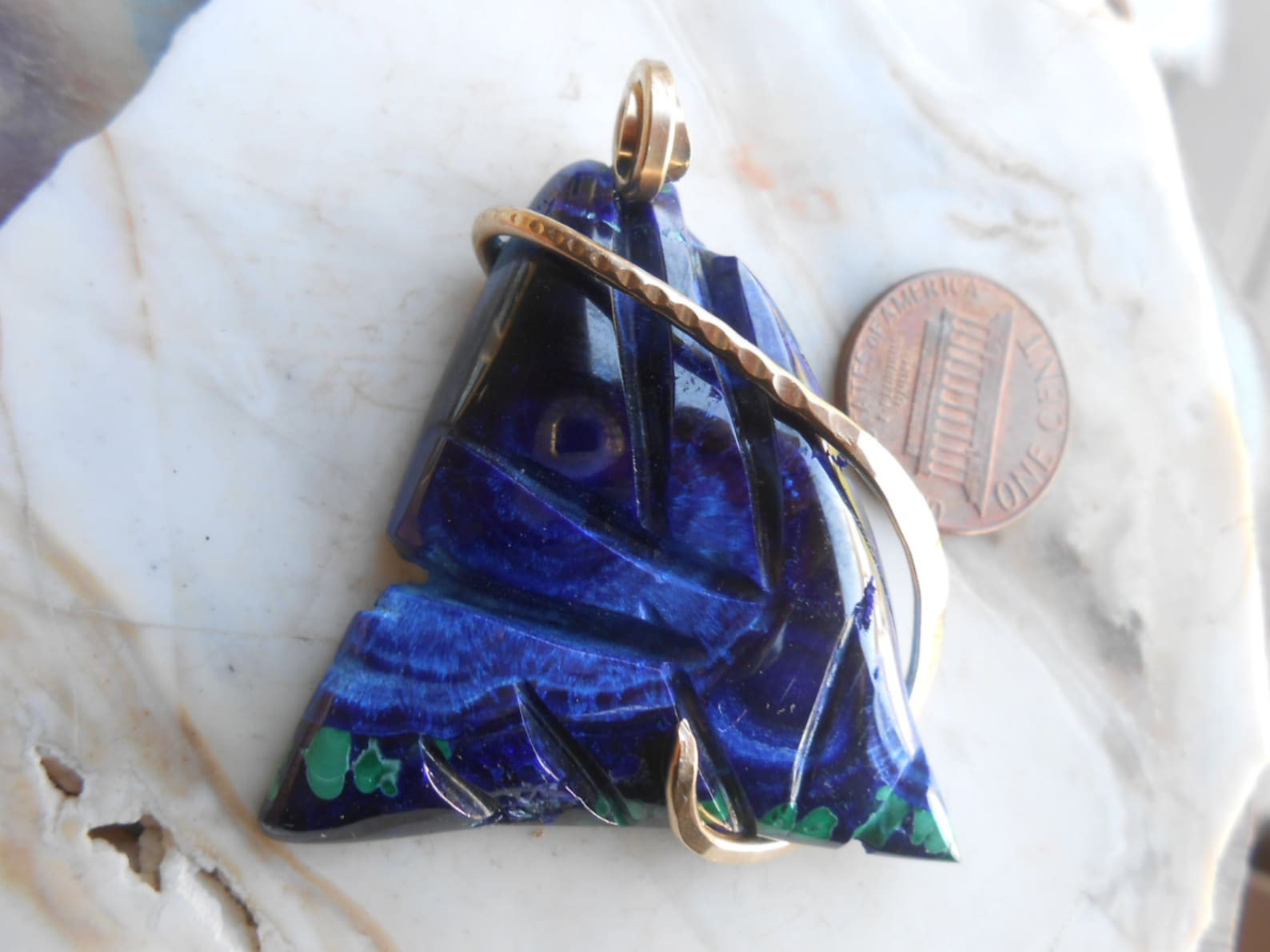 BEAUTIFUL Banded Azurite Malachite Gold Wrapped Pendant - Etsy